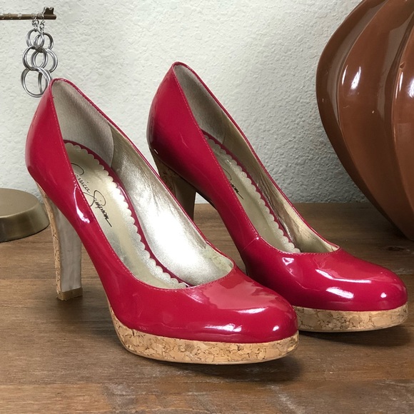 Jessica Simpson | Shoes | Jessica Simpson Hot Pink Patent Leather Cork ...